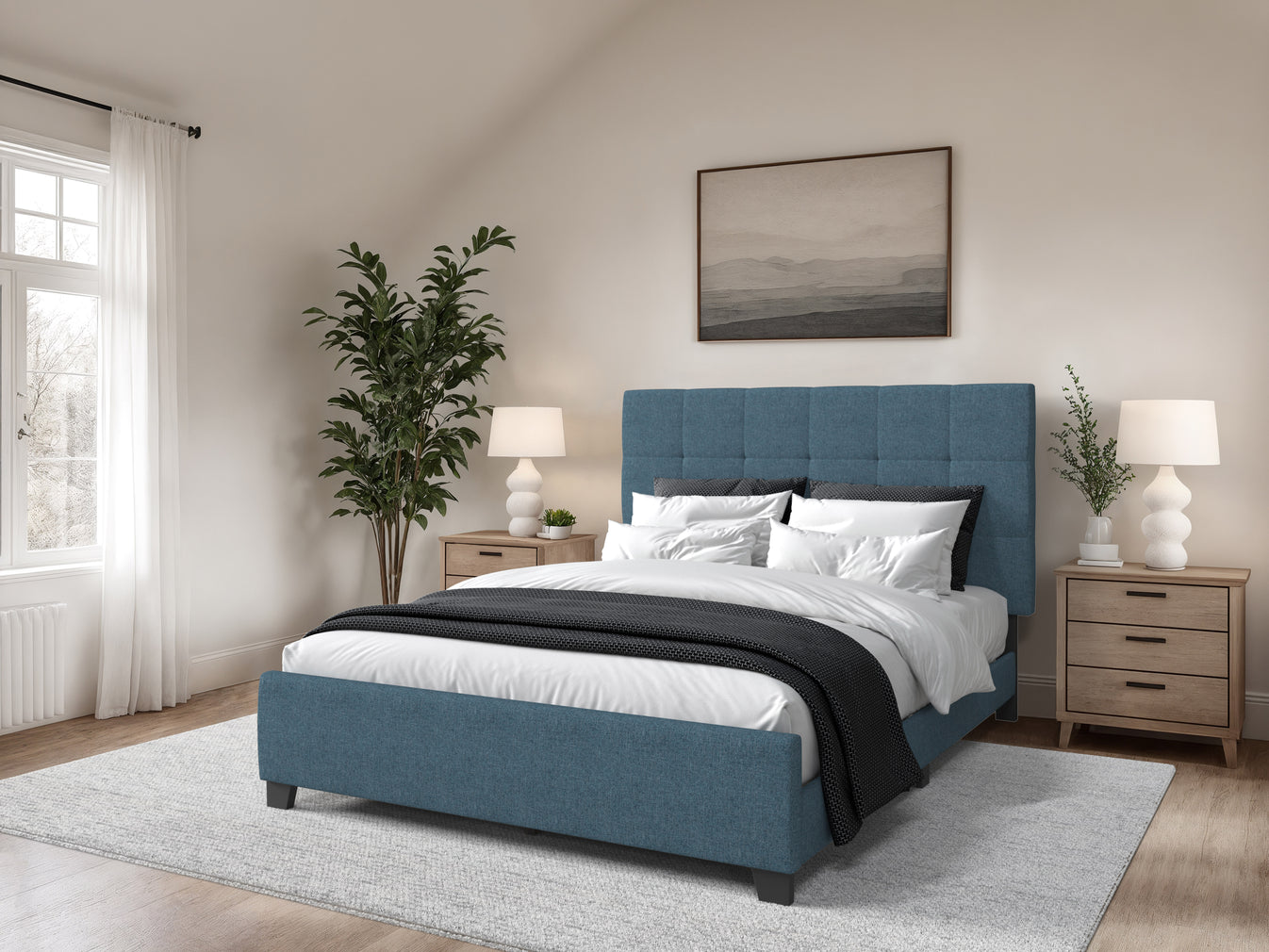 Ocean Blue Tufted Single Fabric Bed - FINAL SALE ITEM – CorLiving Furniture