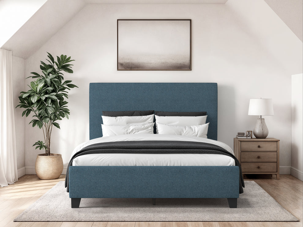 Ocean Blue Fabric Single Bed with Slats - FINAL SALE ITEM – CorLiving ...